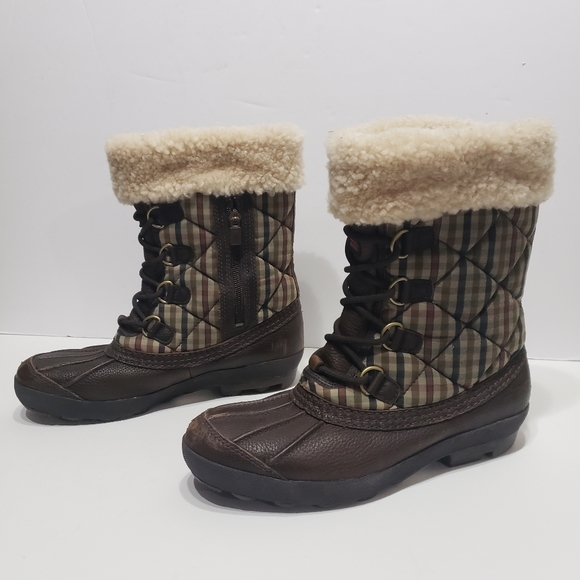 UGG | Shoes | Ugg Newberry Brown Leather Plaid Fabric Waterproof Boot 9 ...